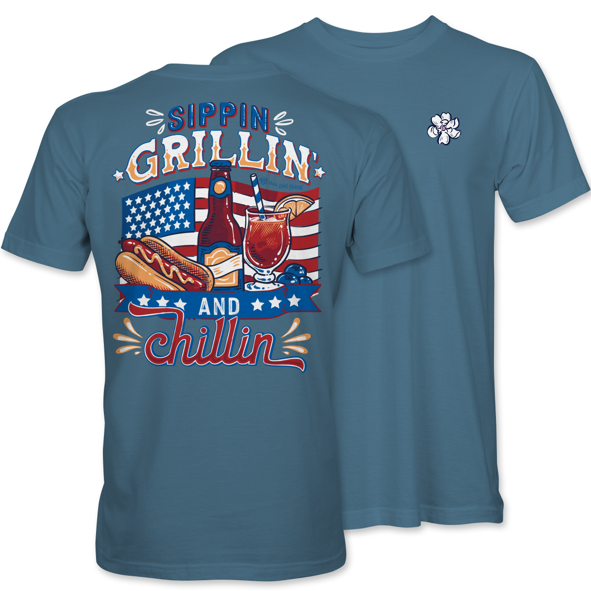 Grillin And Chillin Itsa Girl Thing Short Sleeve Cotton T Shirt