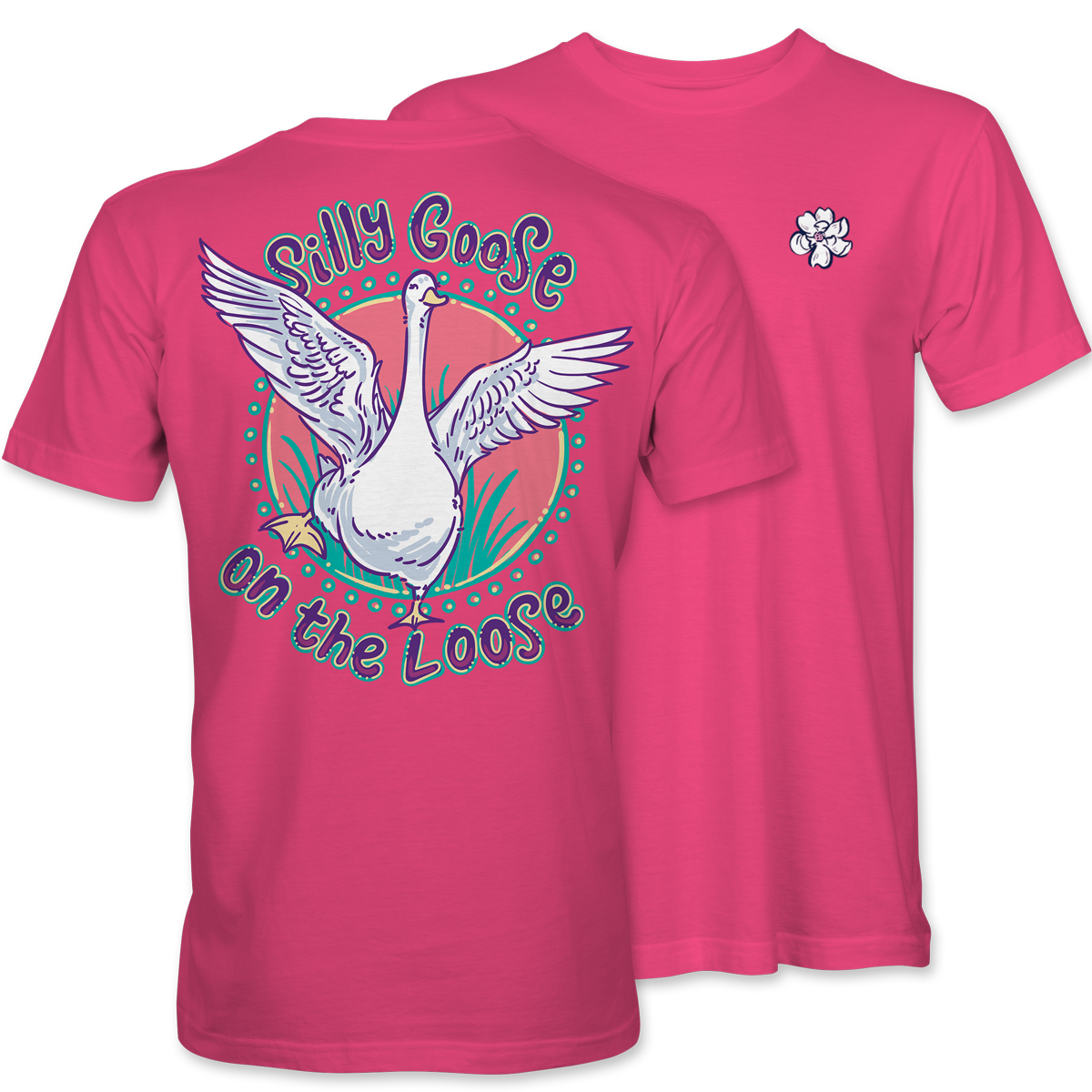 Itsa Girl Thing Silly Goose on the Loose Tee – Safety Pink